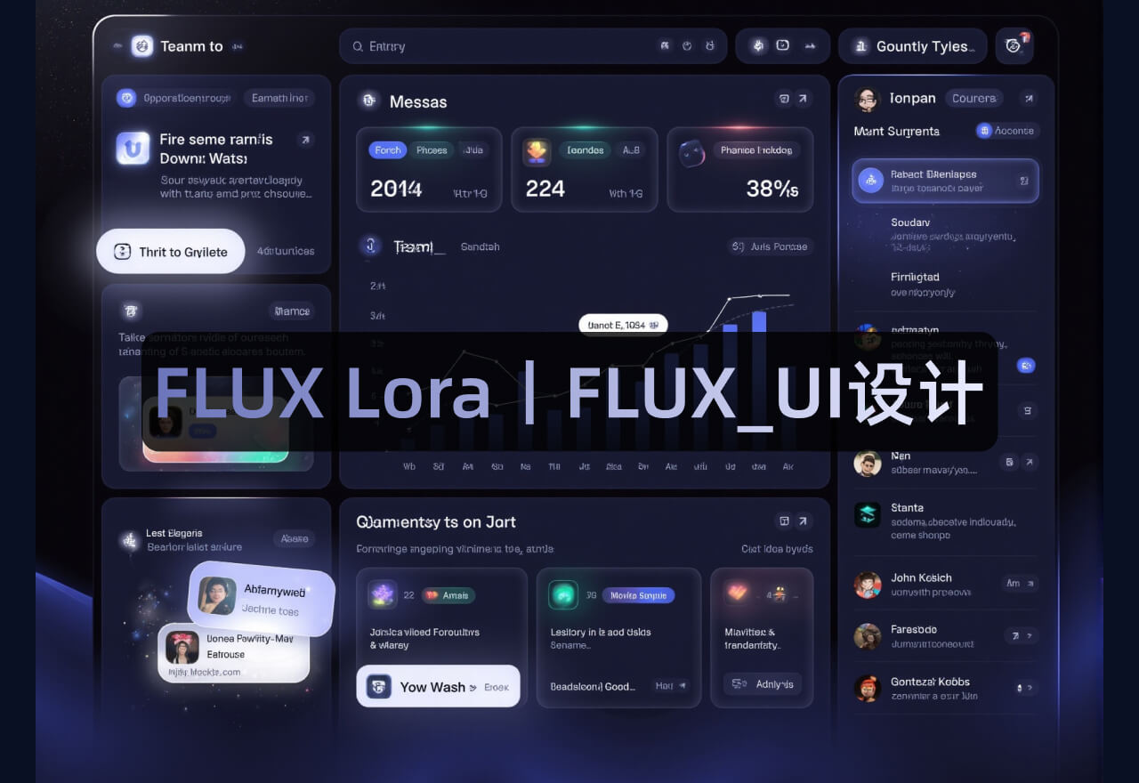 FLUX_UI设计LoRA模型丨生成暗色系的UI设计界面 - 文生图资讯 - 标记狮社区—UI设计、XD/Sketch/Figma教程及AIGC分享平台